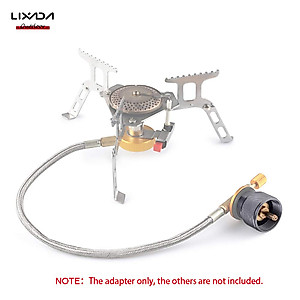 Lixada Camping Stove Adapter 1LB Propane Small Tank Input EN417 Lindal Valve Output/Propane Gas Tank Conversion Head Backpacking Stove Convert Connector, Silver