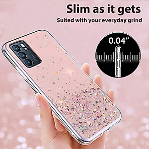 Compatible with Oppo Reno 6 5G Case Glitter Clear Green,Oppo Reno 6 5G Phone Case Silicone Transparent Soft TPU Women Girls Shockproof Protective Slim Cover (Pink)