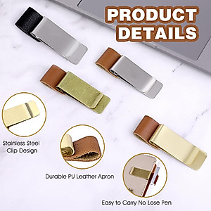 Giantree Pen Loop Holder, 4Pcs Metal Pen Holder Notebook Leather Retro Notebook Pen Holder Pen Loop with Clips for Journal Notebook Planner Clipboard Office Pocket Calendar Magazines