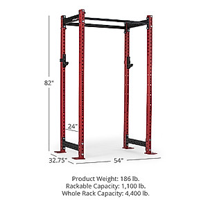 Titan Fitness T-3 Series Red Short Power Rack, 24in Depth, 1,100 LB Capacity Cage for Weightlifting and Strength Training