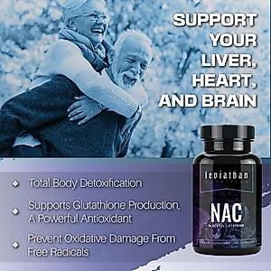 Leviathan Nutrition NAC Supplement N-Acetyl Cysteine for Lung, Liver, Immune Support - Potent Antioxidant Support to Boost Glutathione Levels 600mg, 120 Capsules