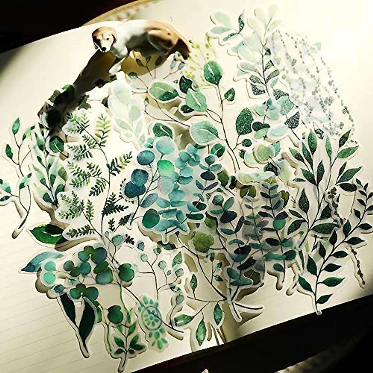 56PCS Middle Size Plants Scrapbook Stickers - Doraking DIY Decoration Transparent Sulfuric Paper Plants Stickers for Scrapbook Decoration Without Repeat