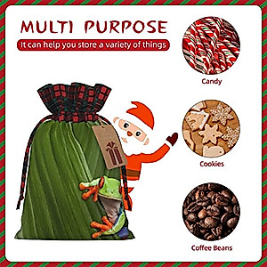 Allgobee Christmas Drawstring Gift Bags Tropical-Funny-Tree-Frog Buffalo Plaid Drawstring Bag Party Favors Bags