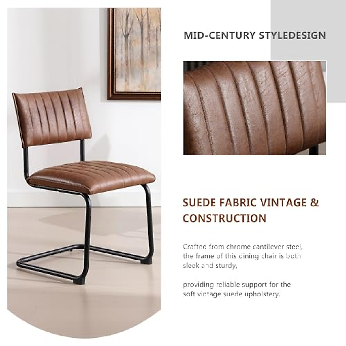 BV Vintage Suede Mid Century Dining Chairs Set of 4 - Elegant and Comfortable