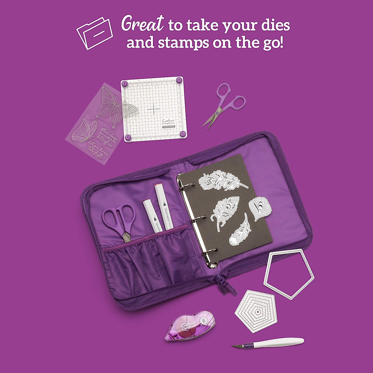 Crafter's Companion Folder-Small Die & Stamp Storage, Purple
