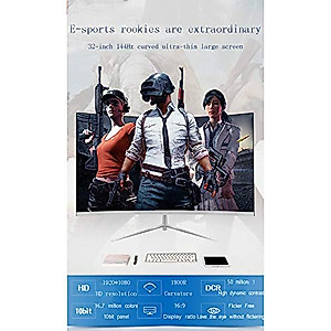 YILANJUN Monitor, Display, 24272832 Inch CurvedStraight Screen 6075144240 Hz WhiteBlack-redBlack (Multiple Specifications), 32-inch curved gaming 2K75hz1K144hz white