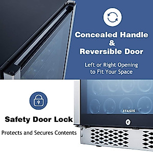 STAIGIS 24 inch Wine Cooler Refrigerator Freestanding, 46 Bottle Compressor Wine Fridge Dual Zone for Home, Kitchen and Bar, Digital Temperature Control