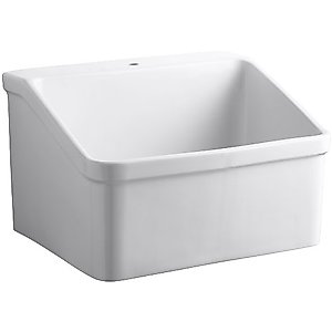 Kohler K-12793-0 Hollister Utility Sink with Single-Hole Faucet Drilling, White