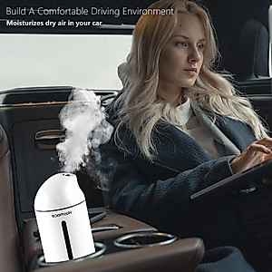 Travel Humidifiers for Hotel, 250ml Mini Humidifier for Plants, USB Personal Small Desktop Humidifier for Baby Bedroom Home Office Car with 7 Colors LED Light, 2 Mist Modes, Super Quiet, White