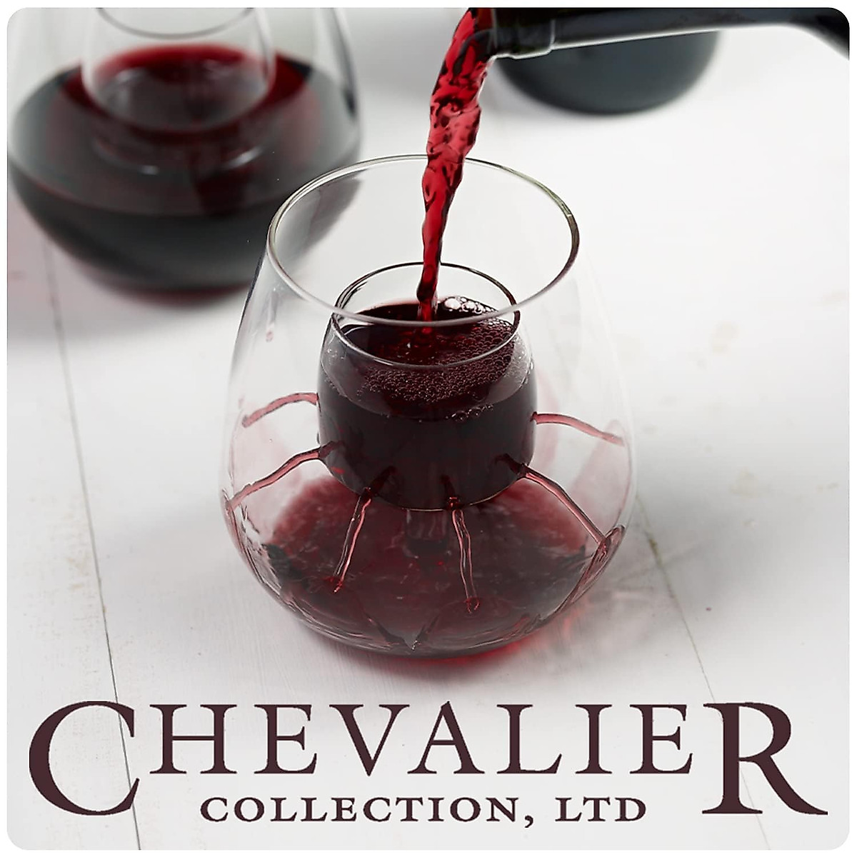 Stemless Aerating Wine Glasses (Set of 2) by Chevalier Collection – Patented Wine Glasses with Built In Aerator