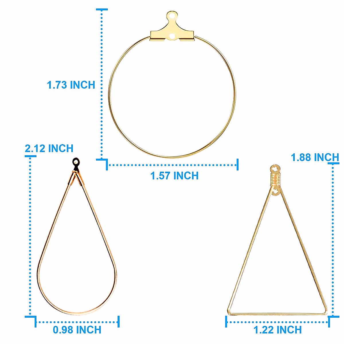 TopBine 60pcs Hoop Earrings Set - Round, Teardrop, Triangle - Gold K, White K - DIY Earring Making