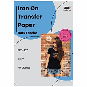 PPD Inkjet Iron-On Dark T Shirt Transfers Paper 11x17" Pack of 10 Sheets (PPD-107-10)