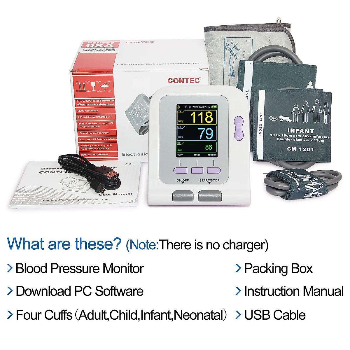 Fully Automatic Upper Arm Blood Pressure Monitor 3 Mode 4 Cuffs without adapter Electronic Sphygmomanometer