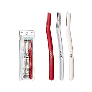 Kiss New York Eyebrow Razor Trimmer Facial Hair Shaper Remover, Multipurpose Exfoliating Dermaplaning Dermaplane Shaving Tools for Men & Women 3 Count