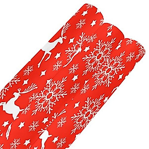 OTVEE 3 Rolls Birthday Wrapping Paper Roll - Christmas Deer and Snowflakes Design Gift Wrapping Paper for Christmas, Bridal, Holiday, Party, Baby Shower - 58 x 22.8 inch