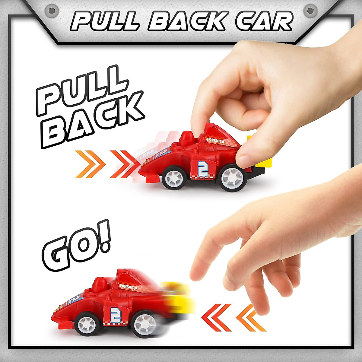 Easter Eggs Prefilled with 12 PCS Dinosaur Toys Figures, Colorful Easter Egg Fillers, Cake Toppers, Easter Basket Stuffers Toy Gifts Party Favor for Kids (Pull Back Cars)