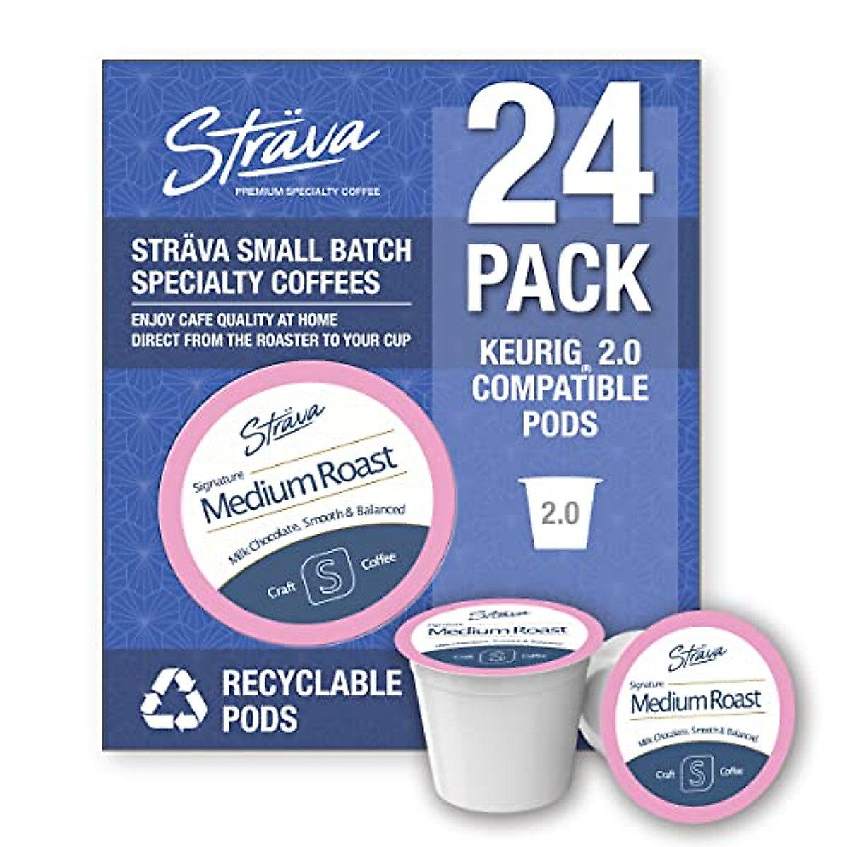 Sträva Signature Low Acid Coffees K Cups: Café Quality with Vibrant Flavor and Aroma. Fresh Roasted, Small-Batch, Specialty-Grade, 100% Arabica Coffee, High Antioxidant, Non-GMO, Gentle on the Belly, Single-Serve K Cup (Medium Roast Colombian)