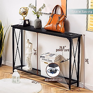 Yoobure Console Tables for Entryway, 47.3", Sofa Entryway Tables Narrow Long, Entry Table with USB Ports, Behind Couch Entrance Hallway Table, with Stable Metal Support, Living Room,