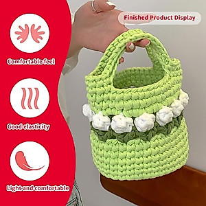 Comtest T-Shirt Yarn Knitting Yarn for DIY Bag Blanket Cushion Handmade Crochet Elastic Fabric Yarn 0.88Lb Red