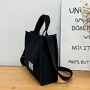 Nanwansu Women Small Satchel Crossbody Tote Bag Large Capacity Corduroy Handbags Black