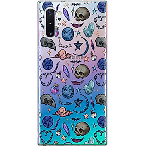 TPU Phone Case Compatible with Samsung A72 A71 5G A70 A51 A50 A32 A21 A11 A12 A13 A14 A01 Goth Barbed Wire Creepy Full Moon Silicone Shockproof Protective Print Clear Soft Occult Durable Skull