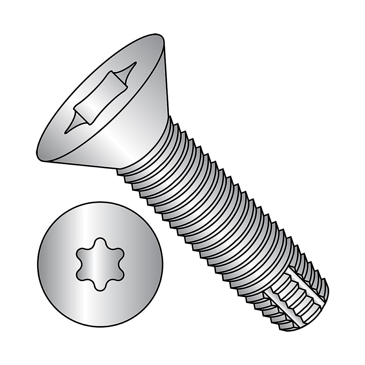 Small Parts 1428FTF188 18-8 Stainless Steel Thread Cutting Screw, Plain Finish, 82 Degree Flat Head, Star Drive, Type F, 1/4"-20 Thread Size, 1-3/4" Length (Pack of 10)