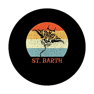St. Barth, West Indies Vintage Tribal Manta Ray Vacation PopSockets Swappable PopGrip