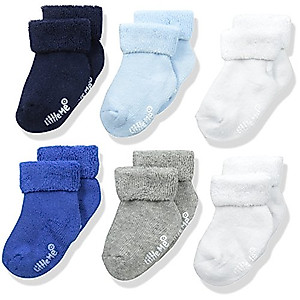 Little Me Baby Boys 6 Pack Boy Socks, Blue/White/Gray, 0-6 Months US