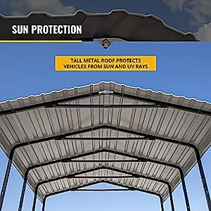 Arrow 14' x 20' x 14' 29-Gauge Metal RV Carport and Multi-Use Shelter for Large Vehicles- Eggshell