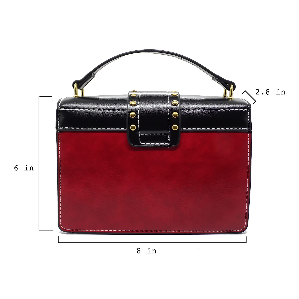 Women Vegan Faux Leather Regal Design Lion Head Handbag Crossbody Purse Bag (Red)