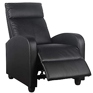 Polar Aurora Massage Recliner Chair PU Leather Vibratory Massage Function Theater Chair Ergonomic Lounge for Living Room(Black)