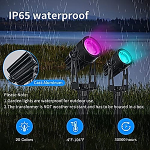 Landscape Lighting,RGB Spotlight with Remote Timer 20 Colors 16 Modes Low Voltage Landscape Lights, 18W 21M Color Changing Garden Lights Outdoor Lights for Yard Lawn Tree Patio Wall Décor -6 Pack
