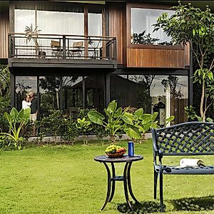 ZOTORUN Outdoor 19" Cast Aluminum Round Side Table End Table for Patio, Backyard, Pool, Indoor Companion, Easy Maintenance and Weather Resistant, Bronze