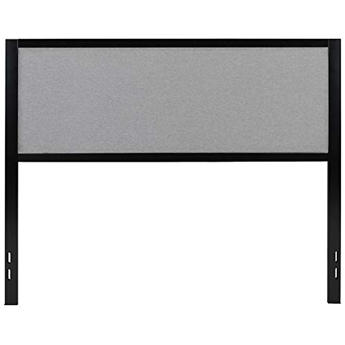 EMMA + OLIVER Queen Size Light Gray Fabric Upholstered Panel Headboard with Metal Surround and Legs - Attaches to Standard Bed Frames