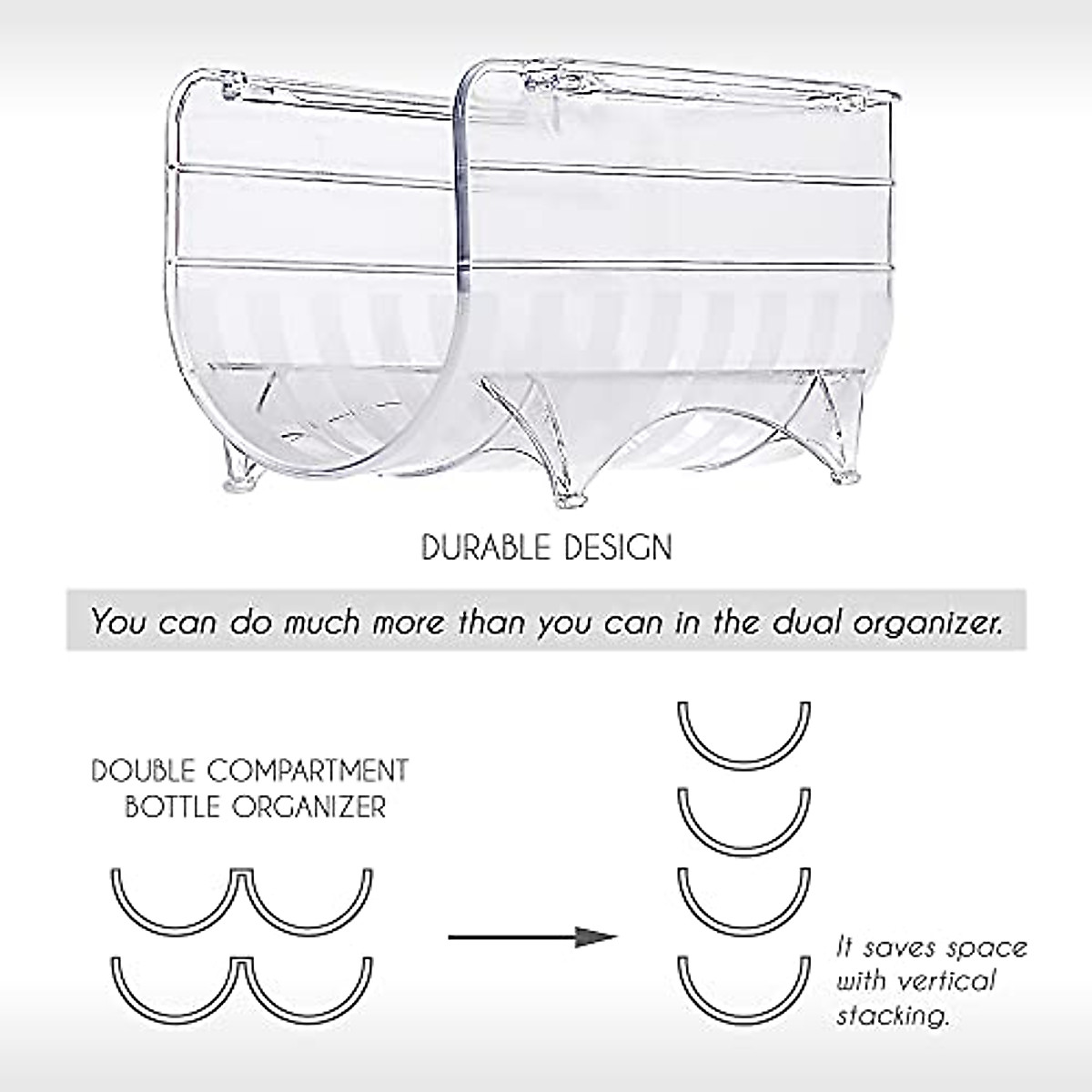 Crystalia Wine Storage Rack for Refrigerator, Plastic Water Bottle Organizer for Fridge, Vertical Stackable Beverage Stand for Soda, Beer and Vine, Clear Plastic Countertop Cabinet Bottle Holder