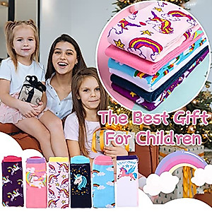 Kids Girls Knee High Socks Unicorn Gift Long Boot Crazy Silly Fun Animal Socks Tall Funny Colorful Stocking Stuffer Child Socks 6 Pairs (Animal Rainbow Unicorn)
