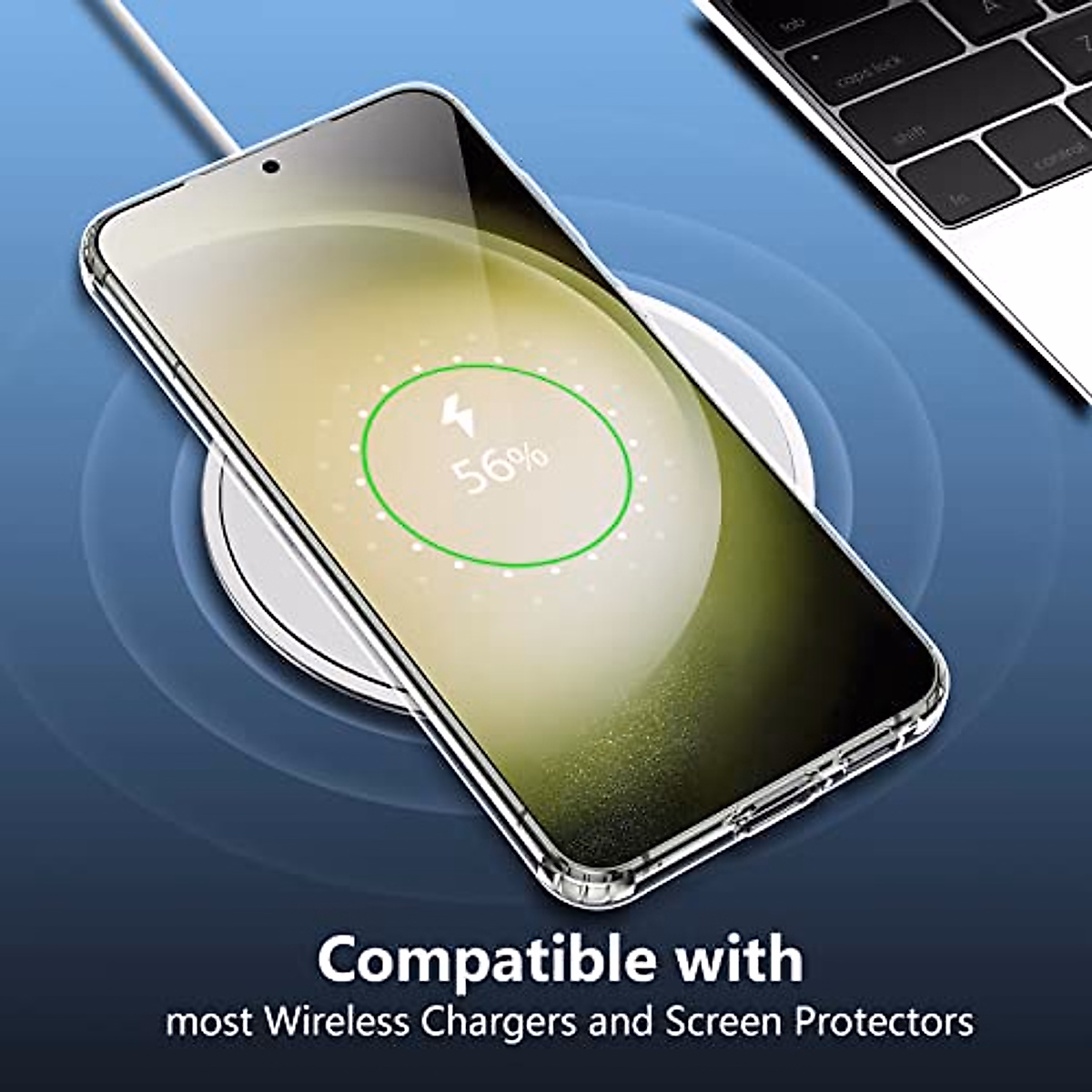 SPIDERCASE for Galaxy S23 Case, [10 FT Military Grade Drop Protection] [Crystal Clear], 2 Pack [Tempered Glass Screen Protector+Camera Lens Protector] [Not Yellowing] Slim Case, Clear