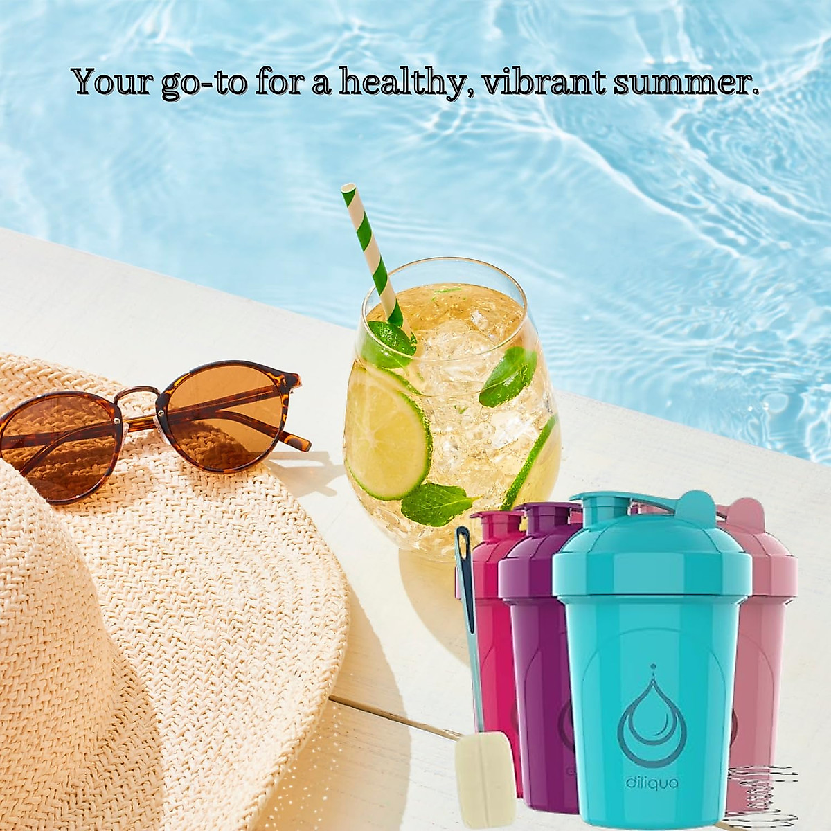 diliqua -4 PACK- 20 oz Shaker Bottles for Protein Mixes | BPA-Free & Dishwasher Safe | 4 small protein shaker bottle | Shaker Cups for protein shakes | Blender Shaker Bottle Pack