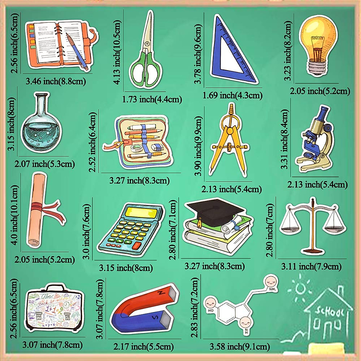 QTL School Stickers for Teacher Students Back to School Party Supplies Waterproof Vinyl Stickers for Water Bottles Laptop 50Pcs