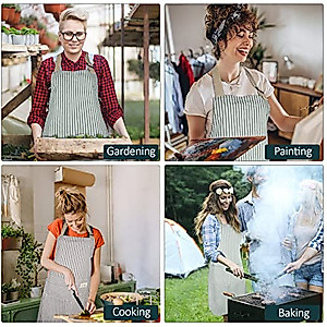 Yanacc 2 Pack Aprons for Women Chef, Apron with 2 Pocket and Adjustable Neck Strap for Kitchen Cooking Baking Gardening (Apron-12)