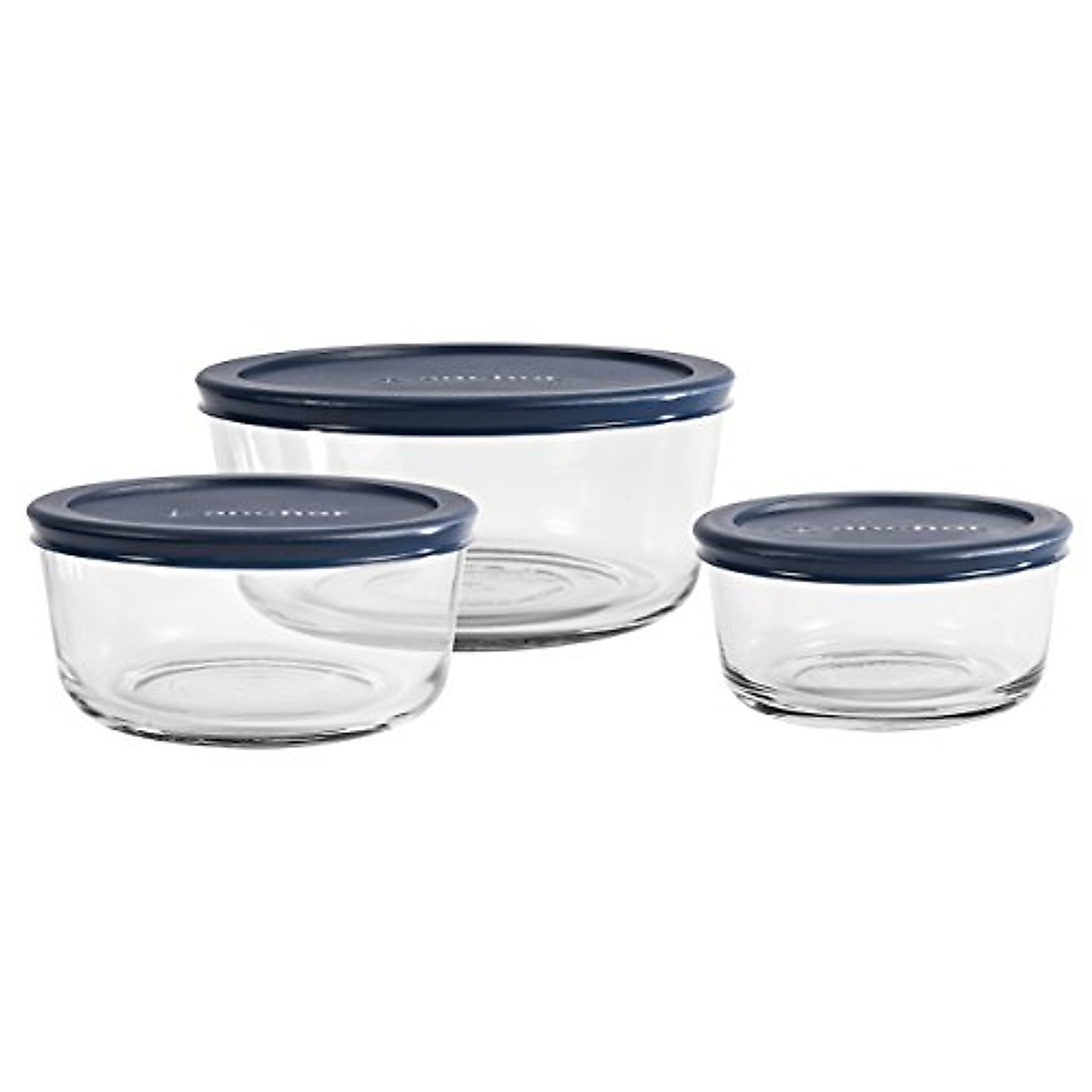 Anchor Hocking Classic Glass Food Storage Containers with Lids, Blue, 6-Piece Set -