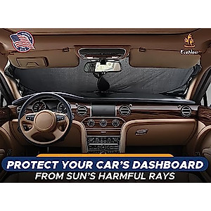 EcoNour Foldable Car Windshield Sun Shade | Sun Shade for Car Windows Blocks UV Rays and Keeps The Heat Out | Foldable Essential Car Accessory for Enhanced Comfort | Large Plus (70 x 42 inches)