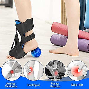 Adjustable Plantar Fasciitis Relief Night Splint, Plantar Fasciitis Night Splint for Plantar Fasciitis, Foot Drop Ankle Pain, Heel Pain, Achilles Tendonitis with 3 Straps