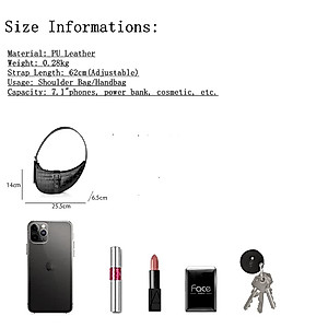 FONETTOS Y2K Saddle Hobo Bag, Women Shoulder Purse Moon Bag Handbag Fashion for Girls