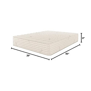 Latex for Less 2-Sided Natural Latex Mattress 9" | Natural Latex, Organic Cotton and Pure, Natural Wool | Handcrafted in The USA | GOTS Certified Organic Cotton | Natural Wool | Full