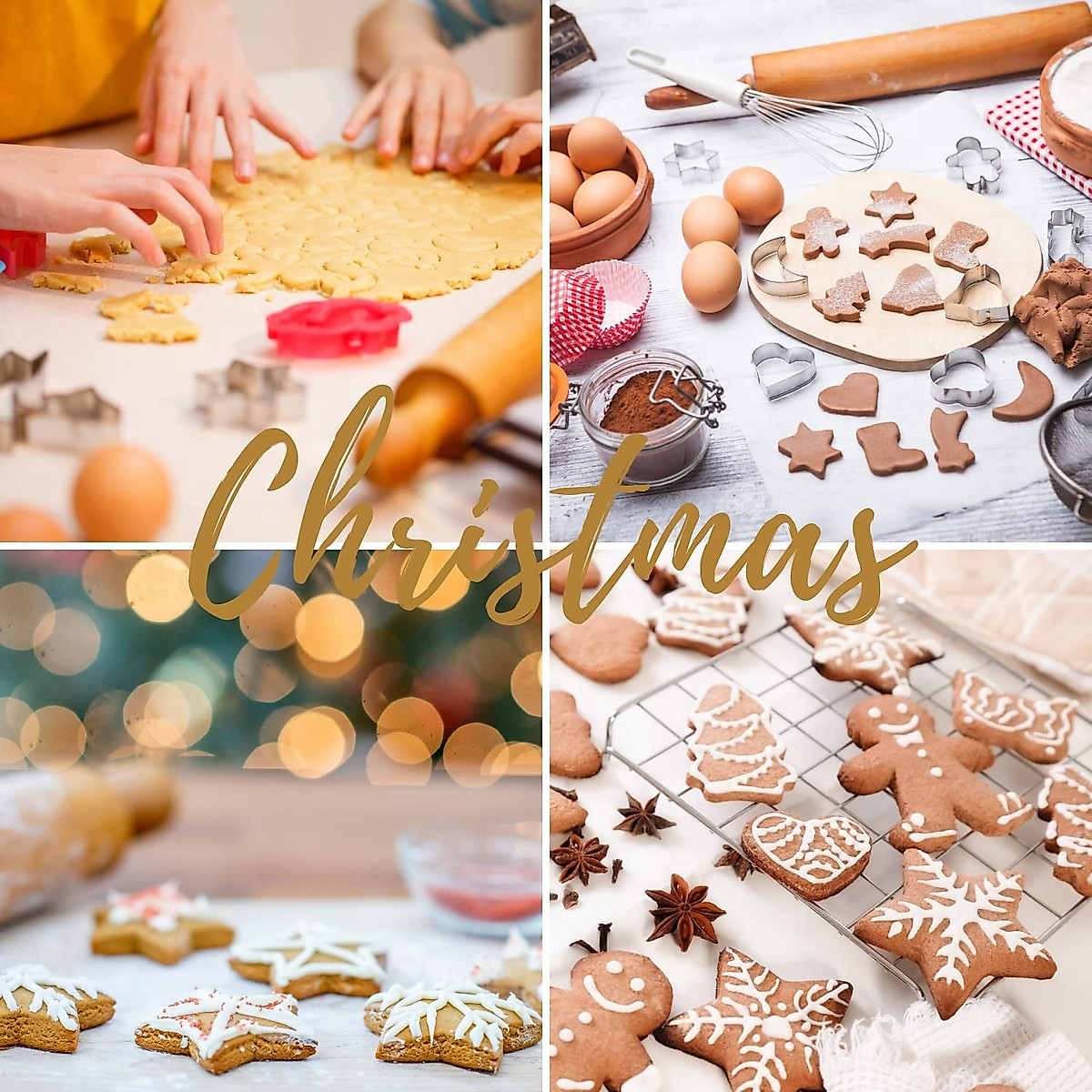 Kaishane Mini Christmas Cookie Cutters Set of 12 - Small Stainless Steel Christmas Biscuit Cutter Snowflake, Bell, Christmas Tree, Star, Moon, Angle, Heart & More Shapes For Holiday Xmas