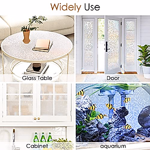 rabbitgoo Window Privacy Film Stained Glass Window Film Mosaic Static Cling Decorative Window Vinyl, Removable Rainbow Window Tint, Non-Adhesive UV Blocking for Home Office, 17.5 x 78.7 inches