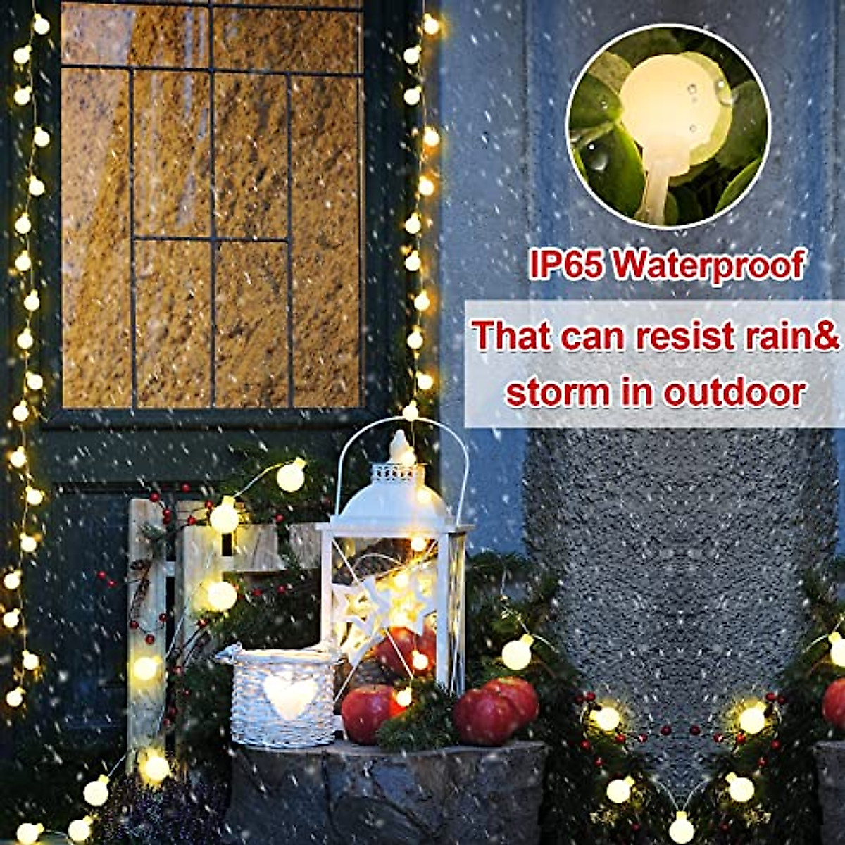 TURNMEON 100 LED 39.4 Ft Christmas Lights Globe String Lights Decor, Timer 8 Modes Plug in Fairy Lights for Bedroom Indoor Outdoor Christmas Decoration Home Yard Garden Xmas Tree Decor (Warm White)