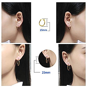 CVAYU 4 Pairs Stainless Steel Round Hoop Cute Huggie Earrings For Women Girls Small Hoop Earring Set(10mm,15mm,20mm,25mm) (Silver Tone-4Pairs)