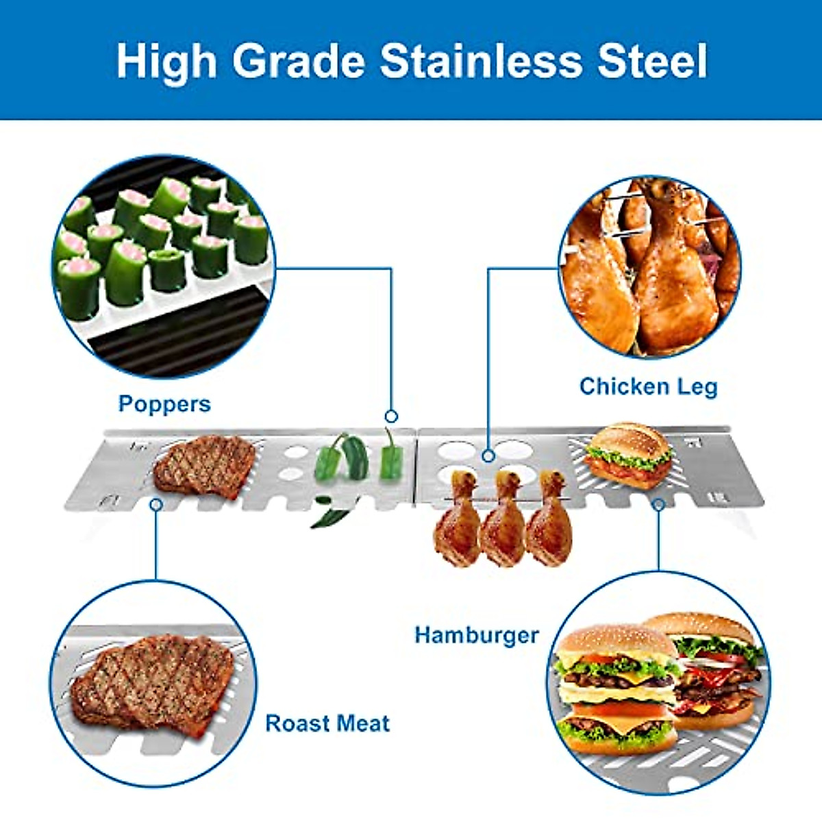 Utheer Griddle Warming Rack for Blackstone 28 Inch with/Without Hood & Lid, Grill Warming Rack for Blackstone Airfryer 1962 and More 28" Flat Top Griddle, Chicken Leg Rack, Pepper Holder Accessories